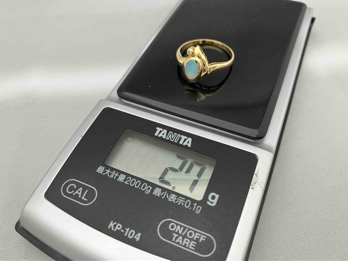 Yahoo!オークション - K18／＃14／ 2.7g／ダイヤ付／オパールモチーフ ...