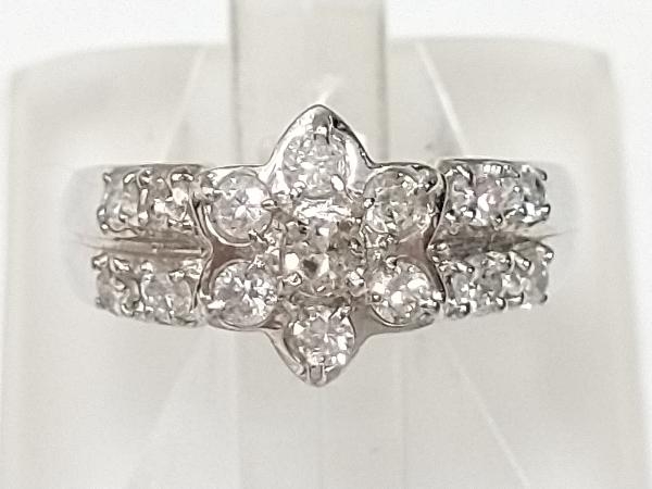 Yahoo!オークション - 【お花モチーフ/ダイヤ0.50ct】Pt900 8号 4.0g ...