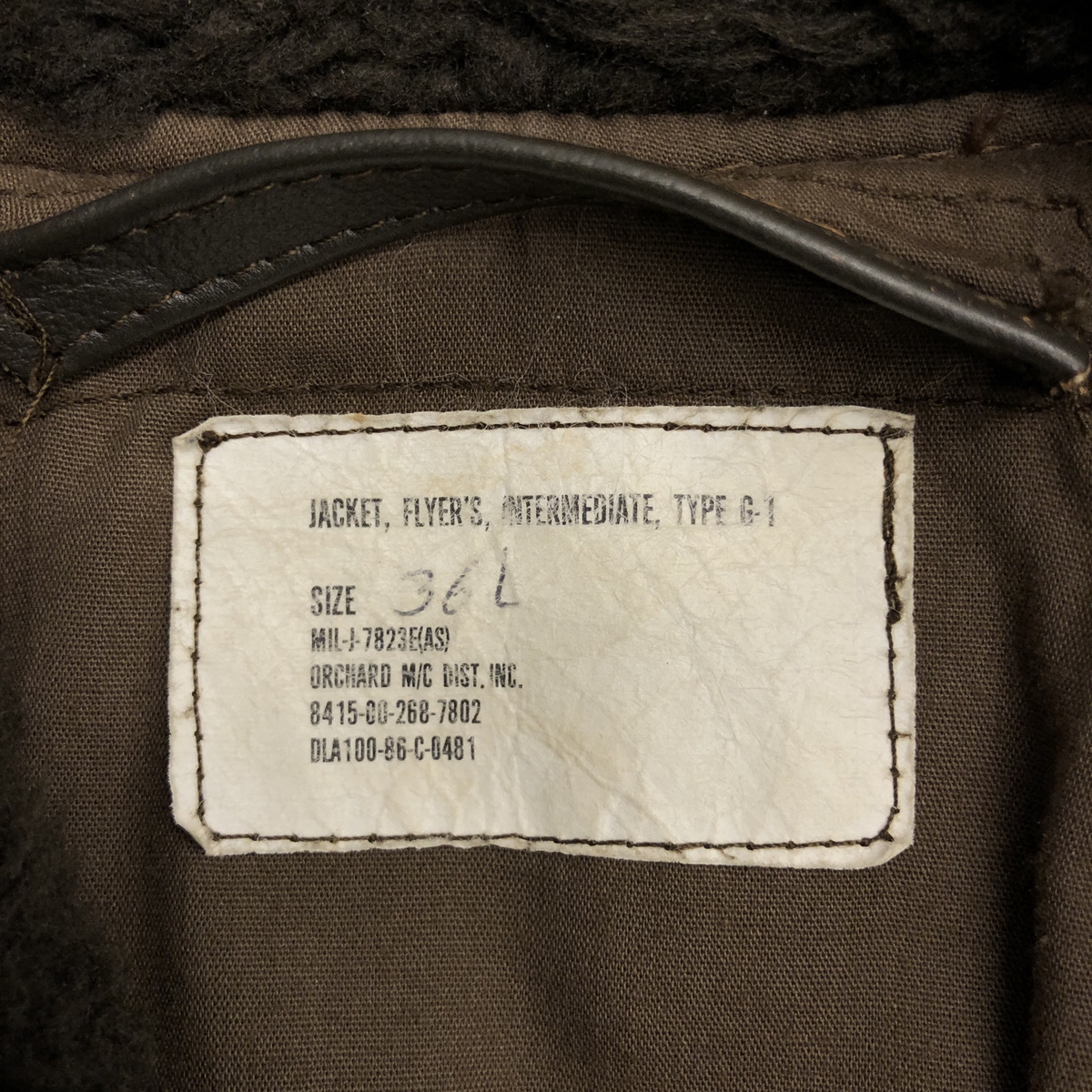 Yahoo オークション 米軍実物 G 1 86年製 Mil J 7823e Orchard M C