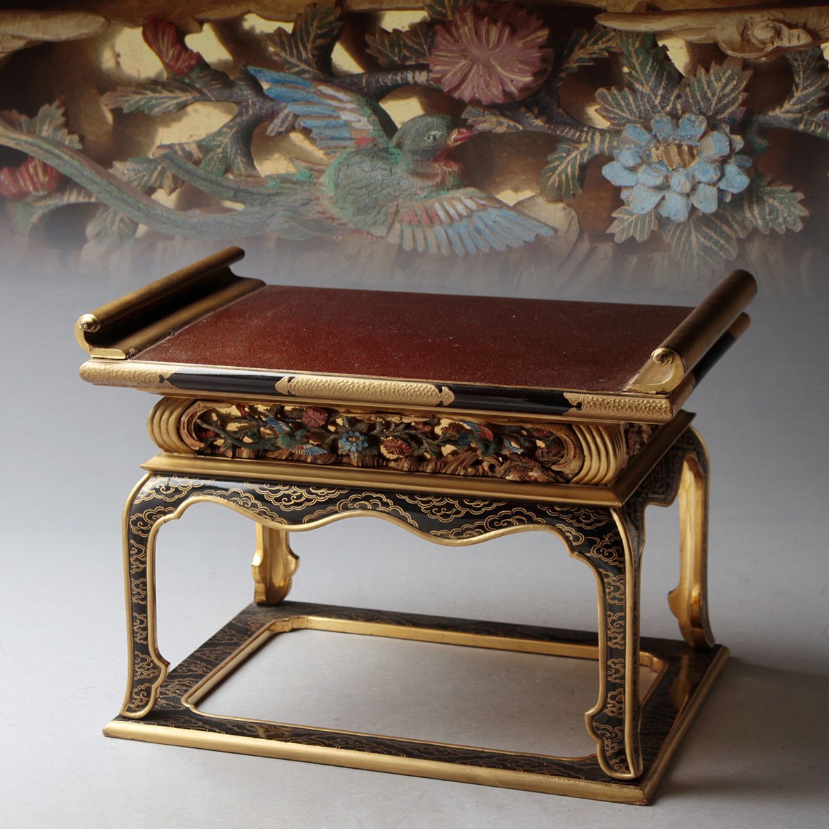 Yahoo!オークション - EM291 仏教美術 天面金梨地 金箔押 雲蒔絵 彩色...