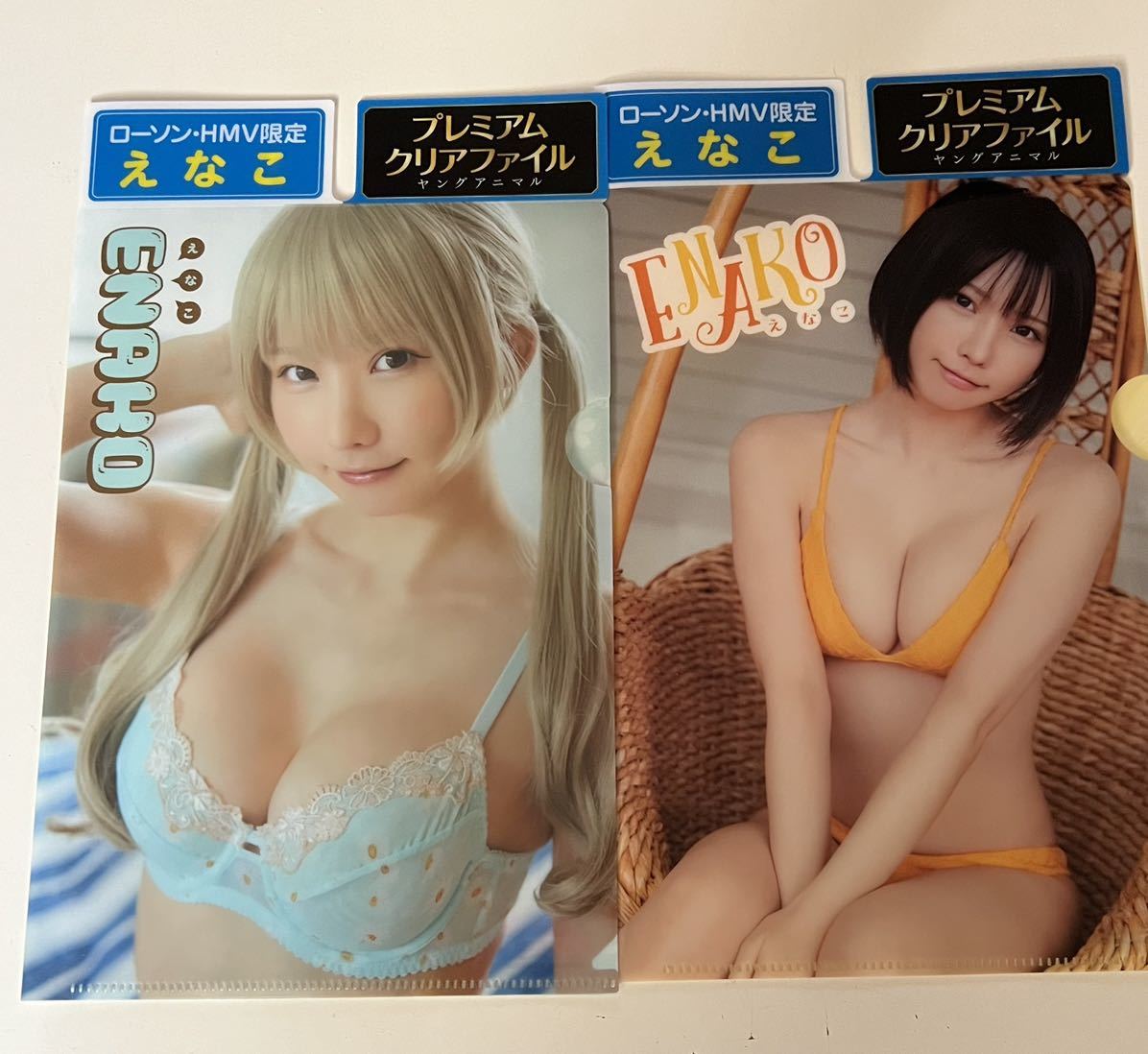 代購代標第一品牌－樂淘letao－えなこ クリアファイル ローソン・HMV限定 ヤングアニマル えなこ 2枚セット 先着順 限定