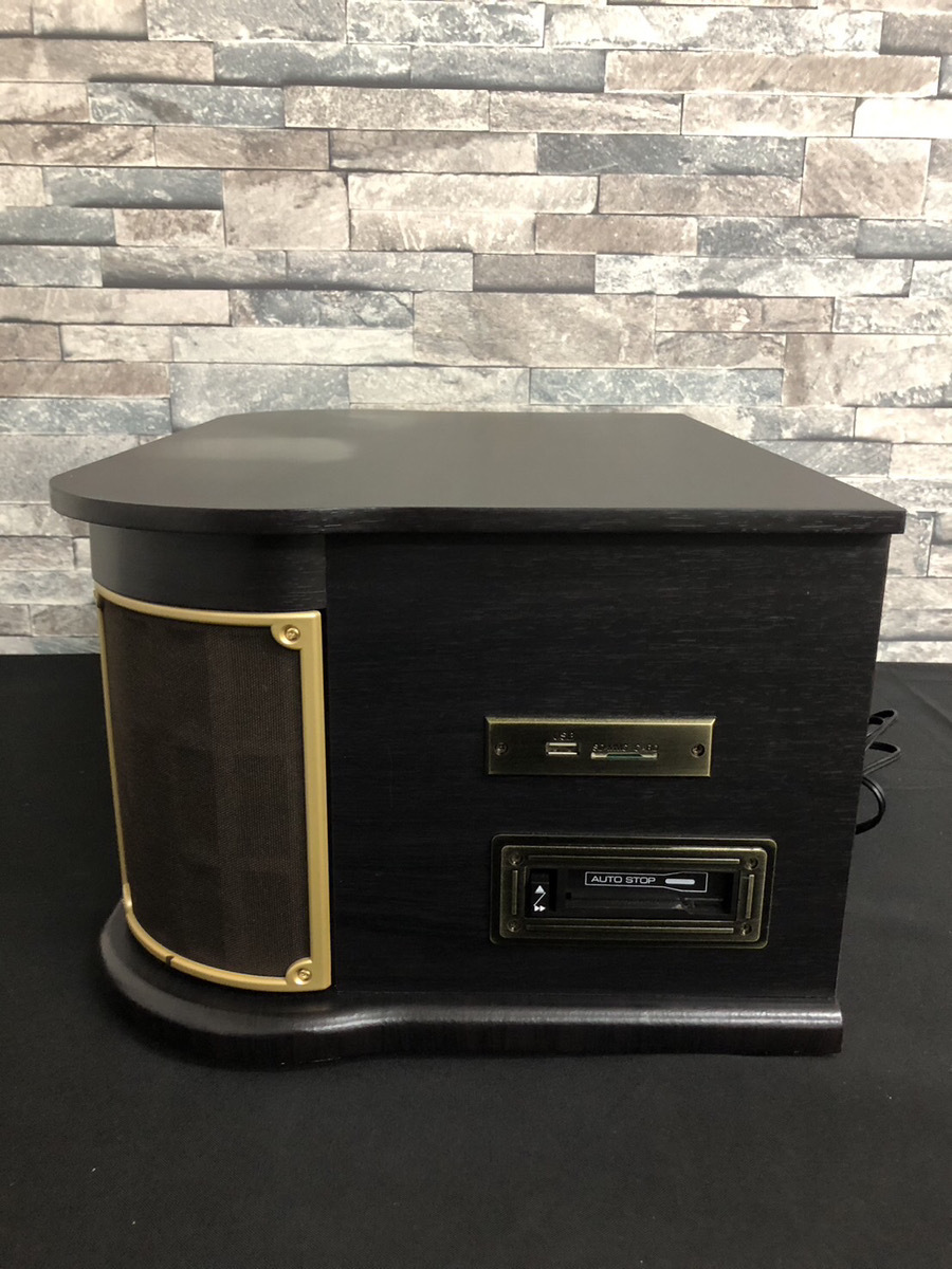 /2021年製 YAMAZEN/山善 マルチレコードプレイヤー Qriom MRP-M100CR レコード/カセット/CD/SDカード/USB ...