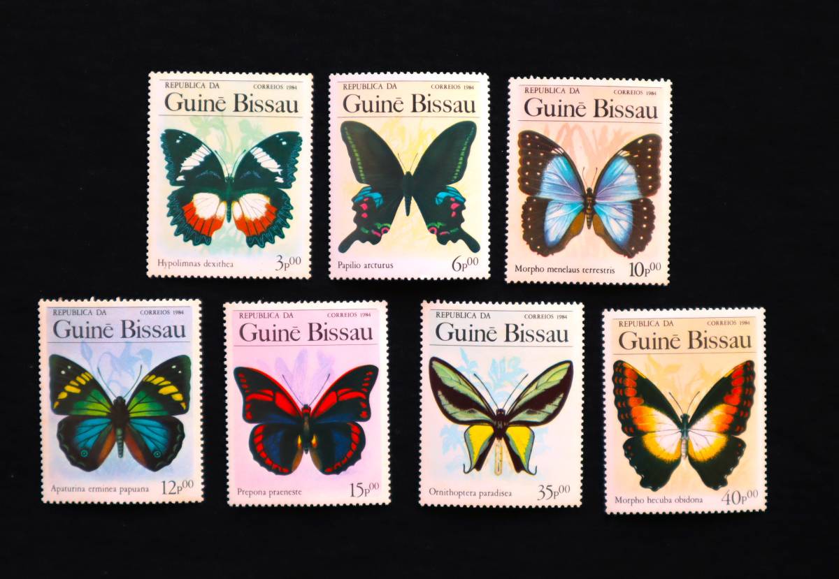 Yahoo!オークション - A171 ギニアビサウ共和国 1984 昆虫 蝶 7種 単片...