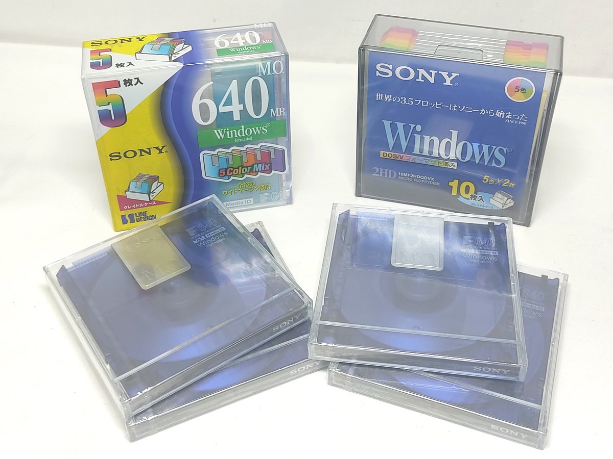 代購代標第一品牌－樂淘letao－ 1円スタート SONY ソニー MOディスク 640MB 9枚 フロッピーディスク 1.4MB 10枚 PC 記録用ディスク 未開封品