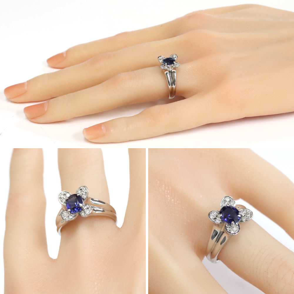 Yahoo!オークション - Pt900サファイアダイヤモンドリング S1.06 D0.20...