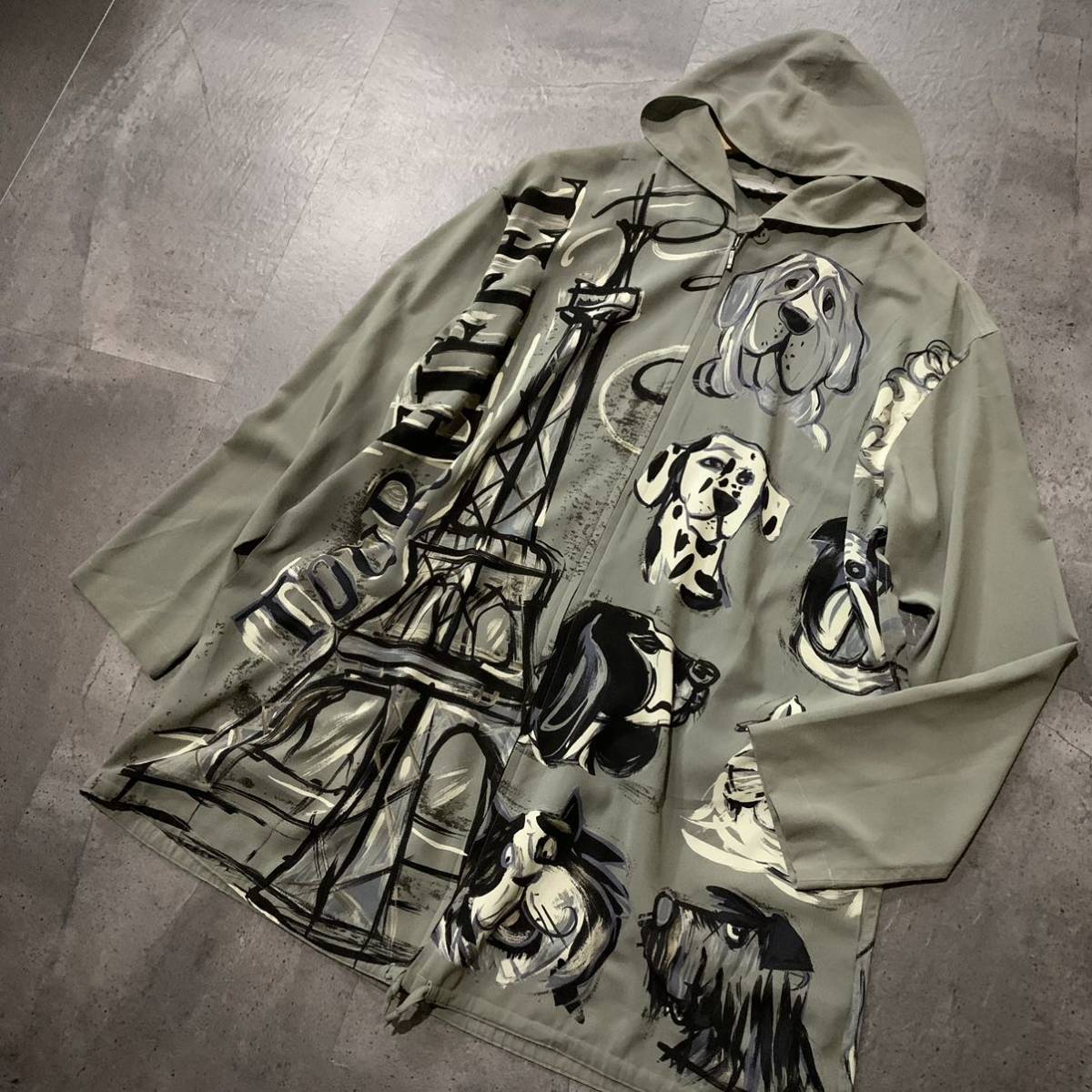 代購代標第一品牌－樂淘letao－II ☆美品/ 高級感溢れる!! '日本製' TOKUKO 1er VOL トクコプルミエヴォル アニマルイラスト 総柄デザイン ジップアップ ジャケット 9号