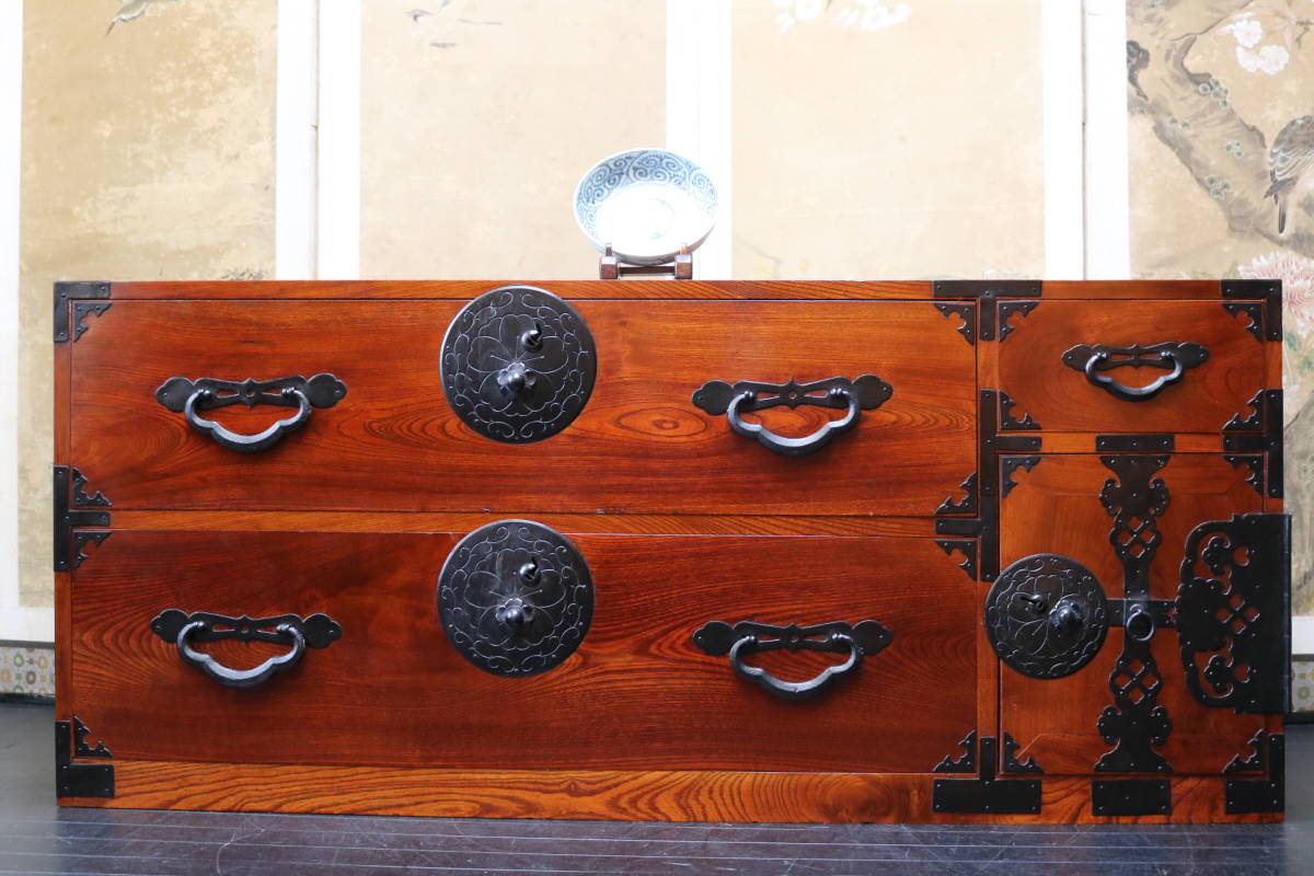 Yahoo!オークション - A194.和モダン 上手 杢目良 古い時代箪笥山形県...