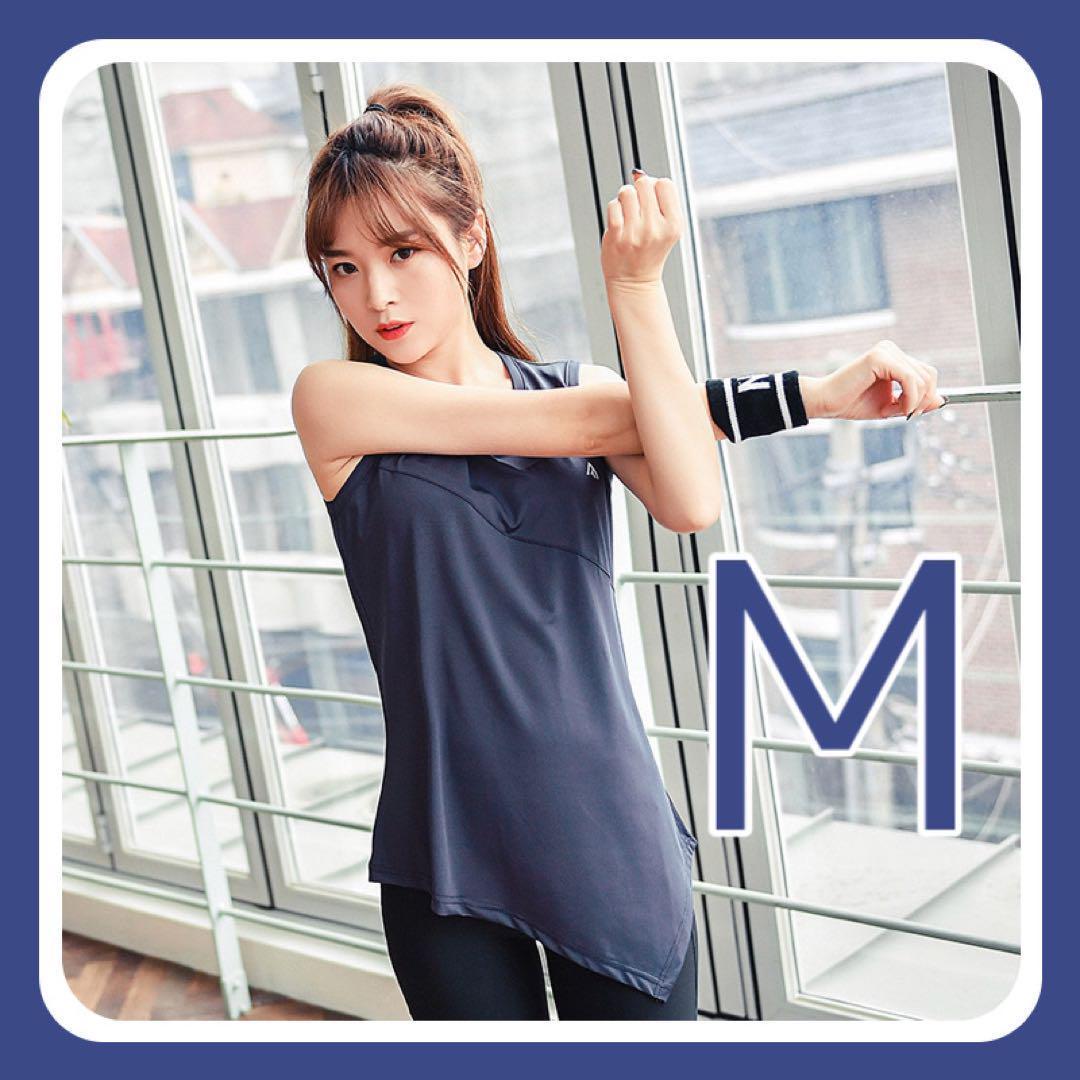 Yahoo!オークション - スポーツウェア M ネイビー タンクトップ ヨガ ...