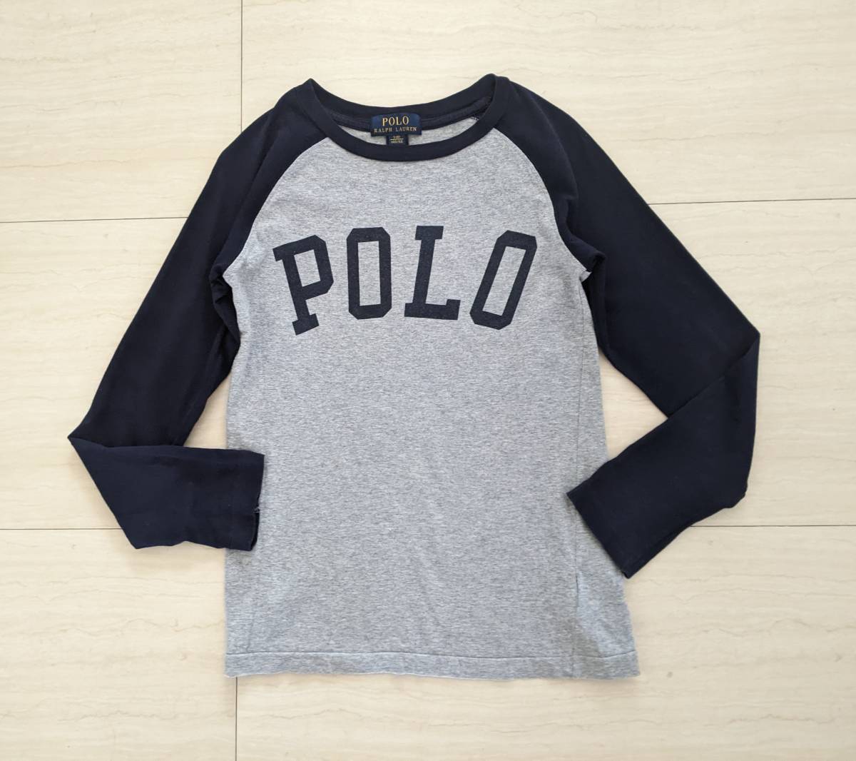 Yahoo!オークション - ラルフローレン 長袖Tシャツ ネイビー×グレー ...