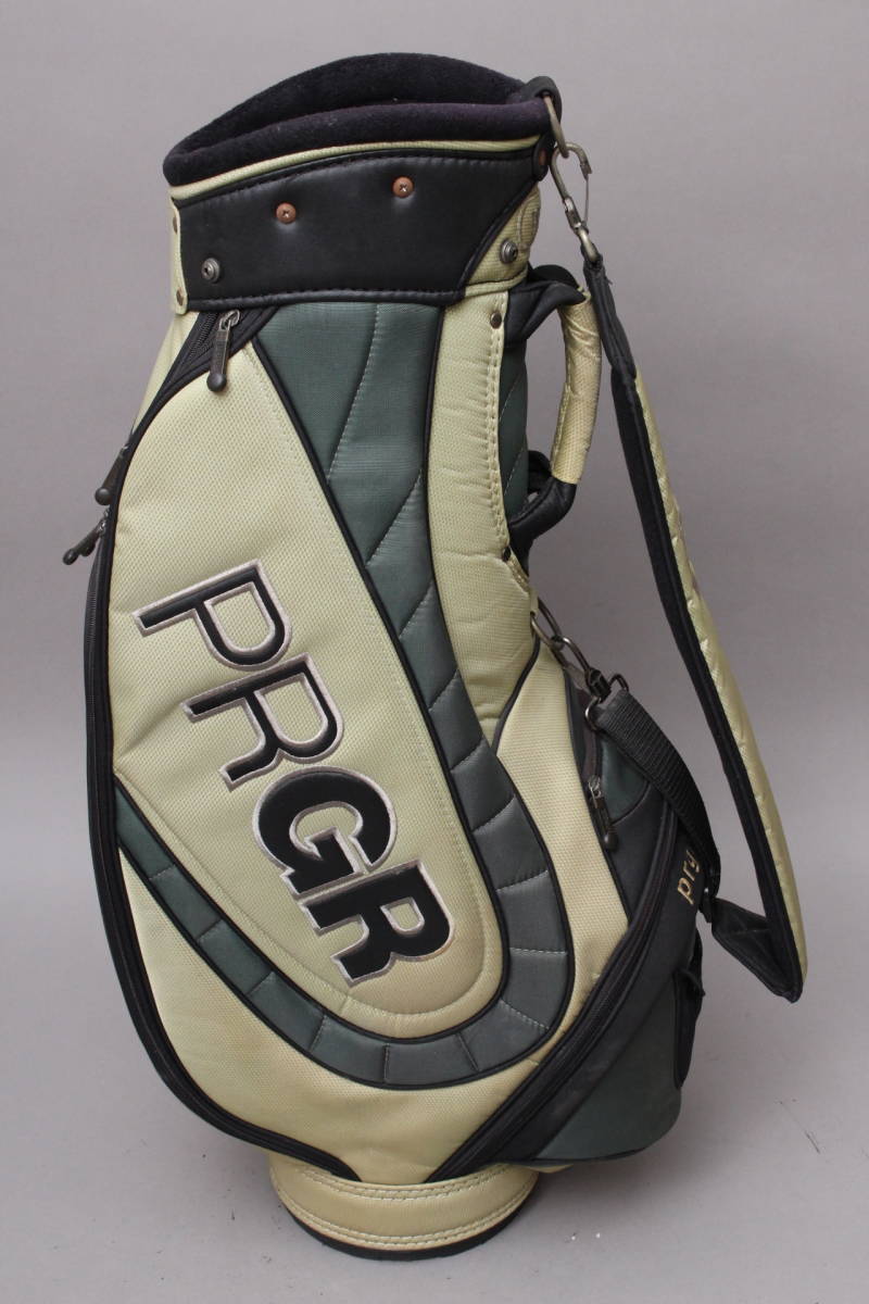 代購代標第一品牌－樂淘letao－100円～【美品】PRGR DUO プロギア キャディバッグ 8型 カート 6分割 軽量 カーキ×グリーン ショルダー ゴルフバッグ ＃160※4720