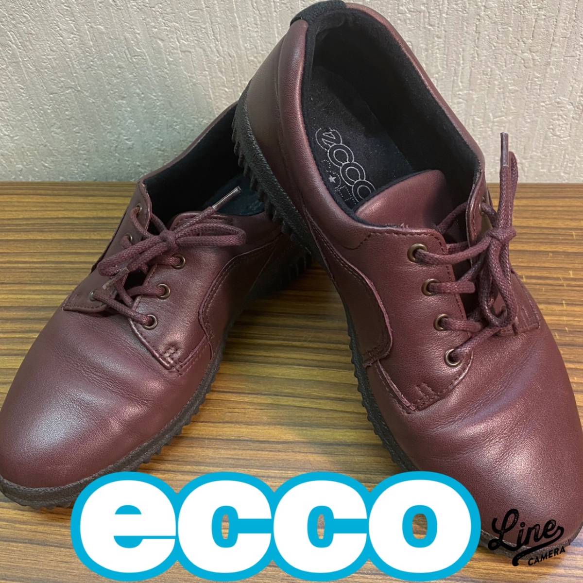 Yahoo!オークション - 靴 ecco ウオーキングシューズ 23cm ボルドー ワ...