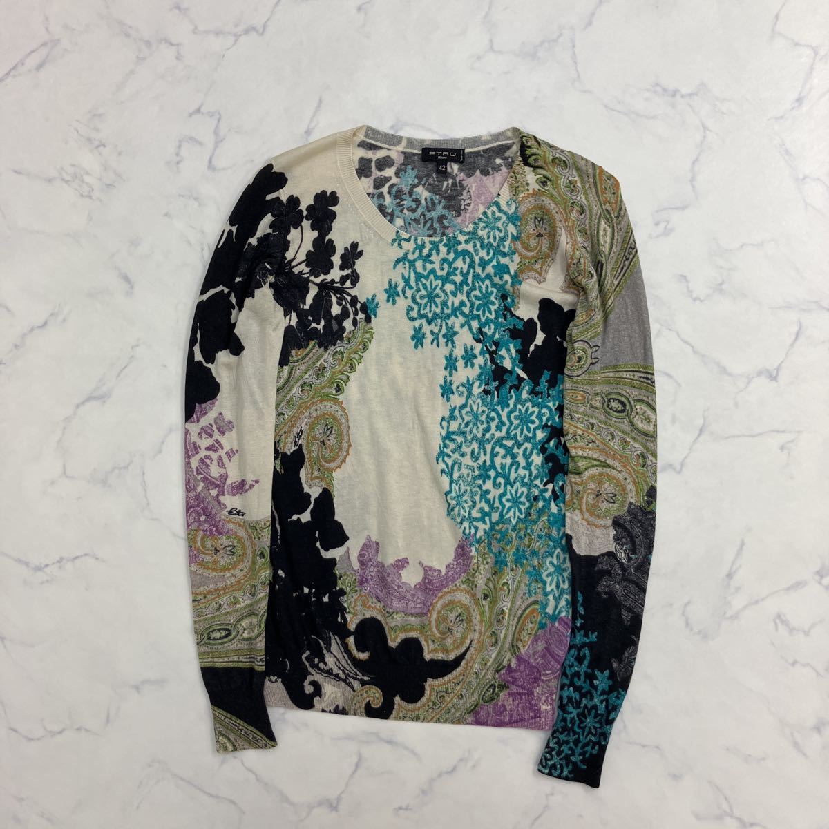 代購代標第一品牌－樂淘letao－ETRO カシミヤシルク 総柄 ニットセーター 42 エトロ