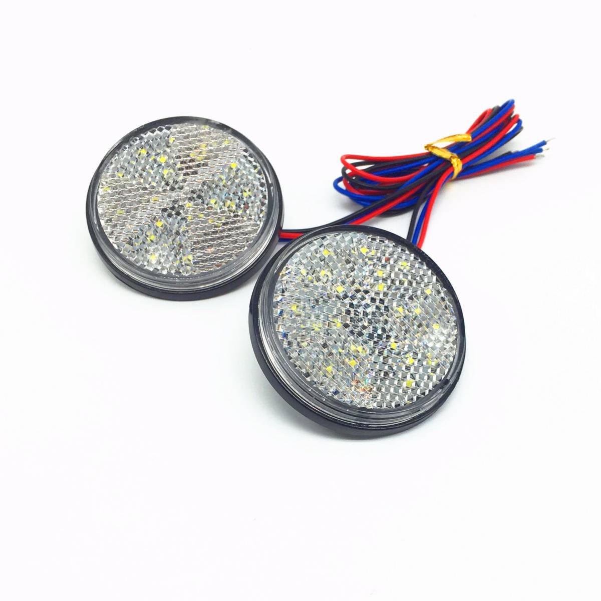 代購代標第一品牌－樂淘letao－LEDリフレクター LED 反射板 12V 24V 汎用 丸形 ダブル発光 白 2個 サイドマーカー けん引 牽引 船 ボート トラック トレーラー ホワイト