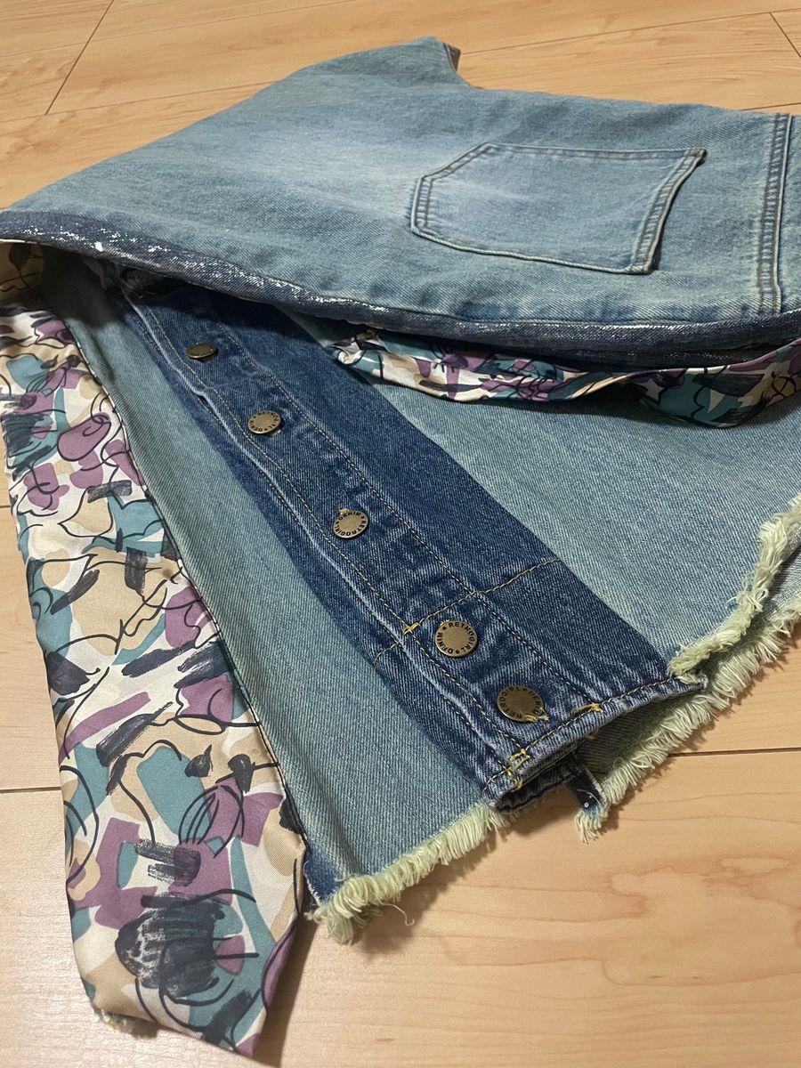 SALE 】再構築 リメイクデニム ワイドパンツ デニムドッキング SALE 】再構築 リメイクデニム ワイドパンツ デニムドッキング