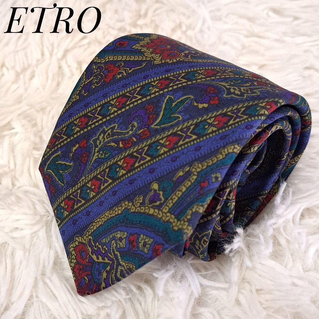 代購代標第一品牌－樂淘letao－ETRO エトロ 美品ペイズリー柄メンズネクタイ シルク100% 結婚式 総柄 イタリア製 お洒落ネクタイ ストライプ ドット 二次会 式典