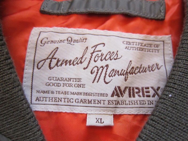 Yahoo!オークション - AVIREX アビレックス MA-1 フライトジャケット T...