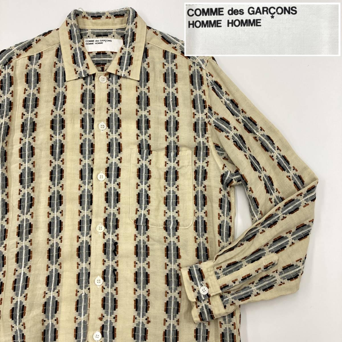 AD1999 田中オム オムオム コムデギャルソン ジャガード ストライプ 長袖シャツ HOMME スペシャル ジャケット 90s VINTAGE archive 1245(Lサイズ以上 ...