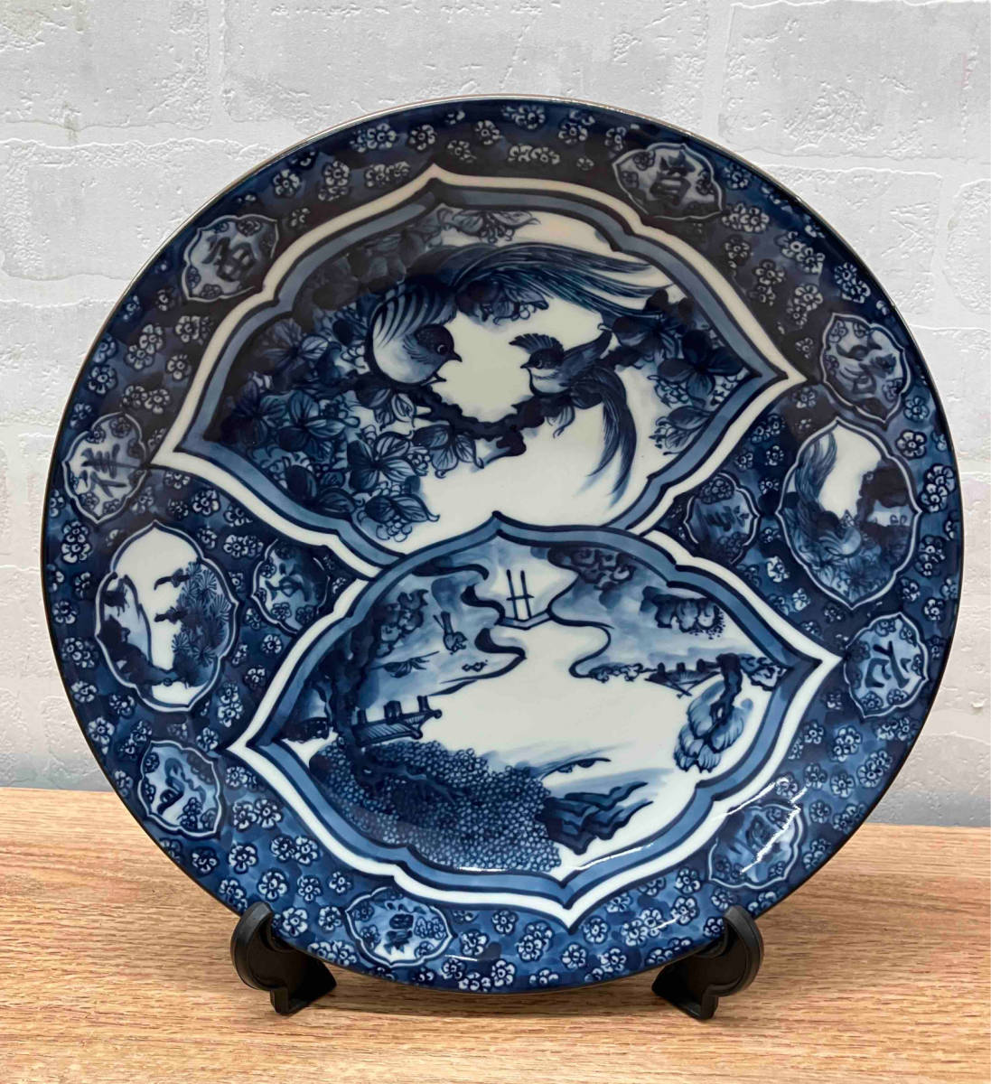 Yahoo!オークション - 大皿 青華花鳥山水 利昌造 清水焼