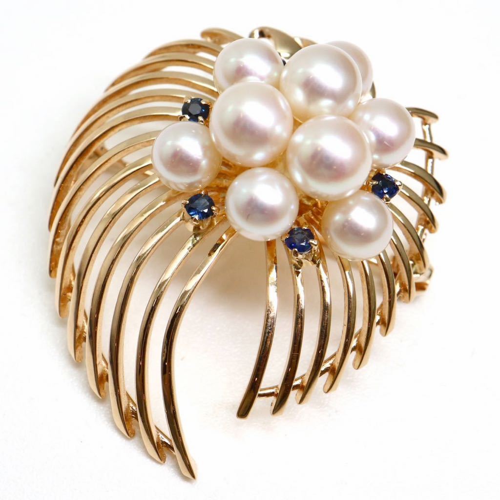 TASAKI 田崎真珠 K14 アコヤ本真珠/天然サファイアブローチ S 7.7g 5.0-5.5mm珠 パール pearl sapphire jewelry ジュエリー EC4/EC4(田崎 ...