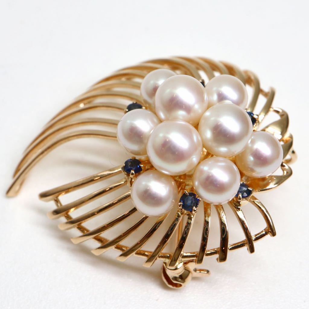 TASAKI 田崎真珠 K14 アコヤ本真珠/天然サファイアブローチ S 7.7g 5.0-5.5mm珠 パール pearl sapphire jewelry ジュエリー EC4/EC4(田崎 ...