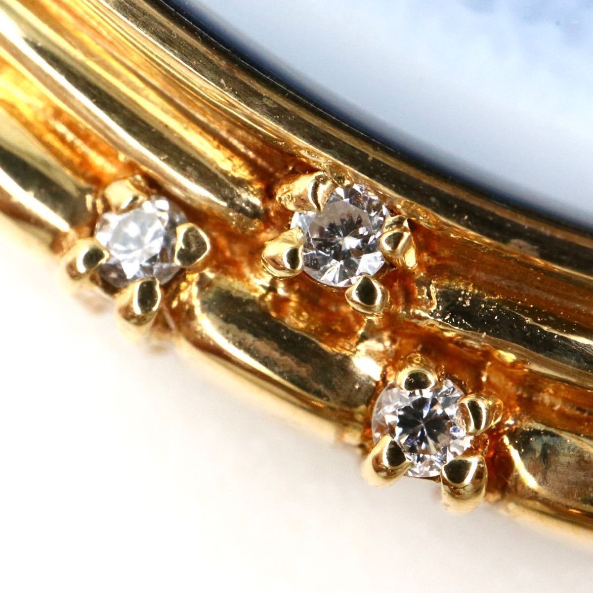 TASAKI 田崎真珠 Schmidt シュミット 作 K18 天然ダイヤモンド付きストーンカメオブローチ S 29.7g 0.12ct cameo broach 18金 FA5/FA5 ...