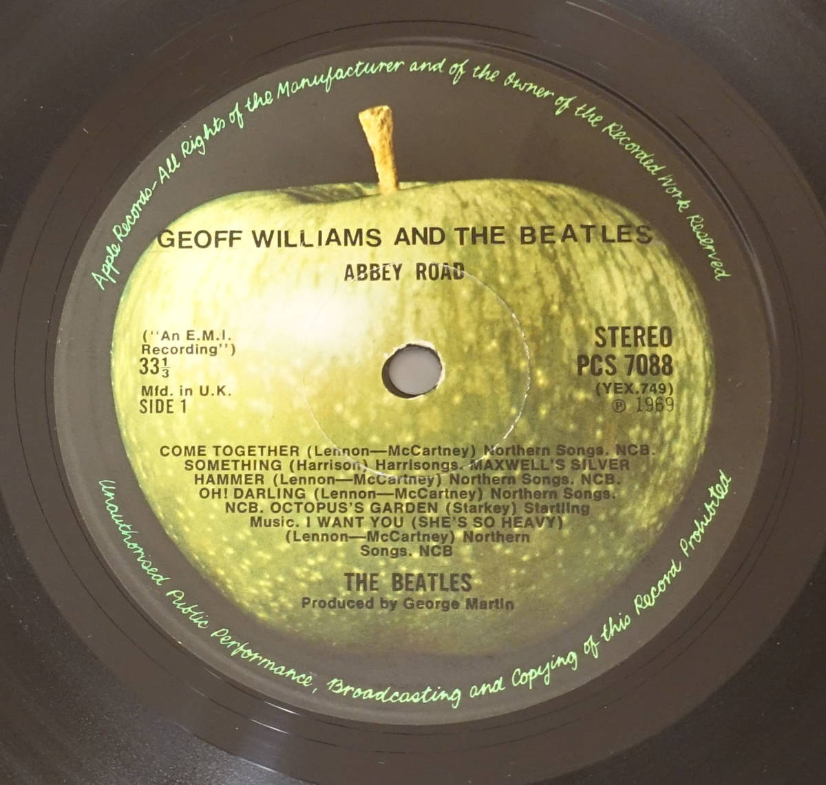 UK Original 初回 PCS 7088 ABBEY ROAD / The Beatles MAT:2/1+Misalighed +Geoff Willians マネージャーとエンジニア ...