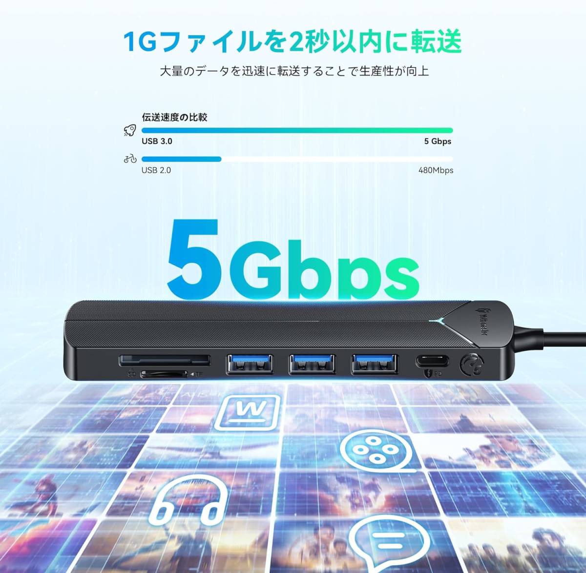 日本代購代標第一品牌【樂淘letao】－Yottamaster USB Cハブ 7-IN-1 USB ハブ Type-C PD 100W 急速充電 USB 3.0 2ポート拡張 5Gbps安定 ...