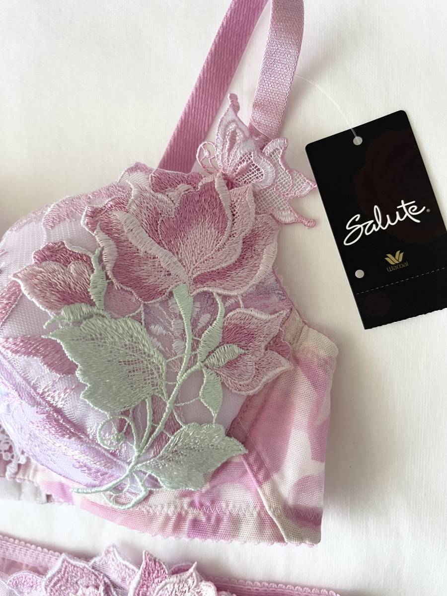 代購代標第一品牌－樂淘letao－ワコール WACOAL サルート Salute ブラとショーツ E65 Mサイズ BTJ403 お花刺繍 レース お色はピンク 新品未使用 日本製です。