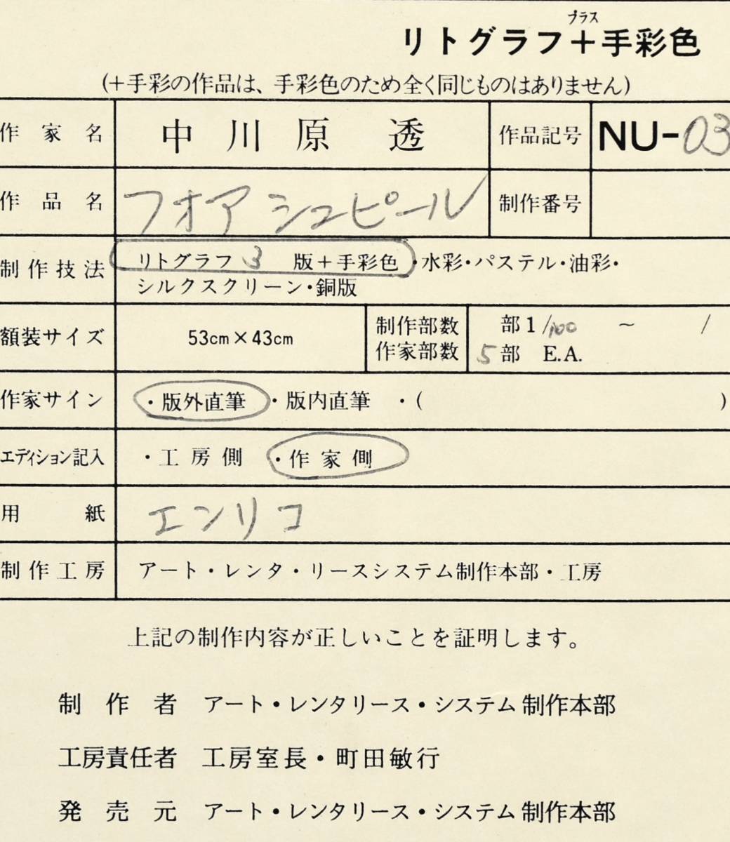 Yahoo!オークション - (MNo.682)【真作】中川原透 『フォアシュピール...