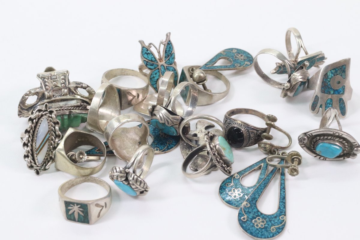 Yahoo!オークション - 【総重量約555g】ターコイズ トルコ石等 シルバ...