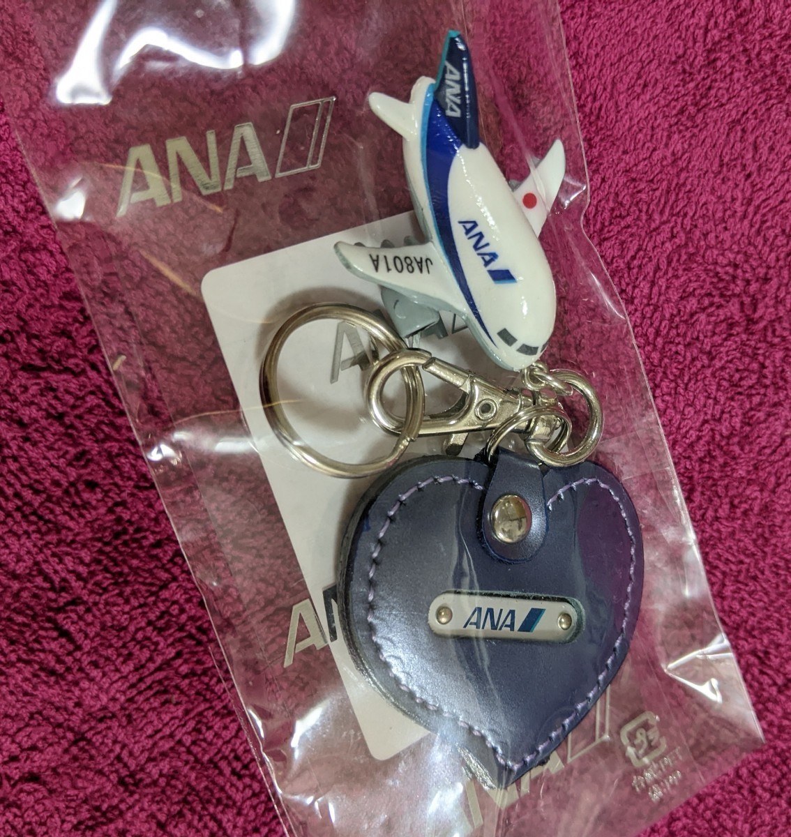 代購代標第一品牌－樂淘letao－ラスト 新品 日本製 本革 ANA 全日空 全日本空輸 ボーイング BOEING 787 DREAM LINER JA801A ハート キーチェーン キー ...