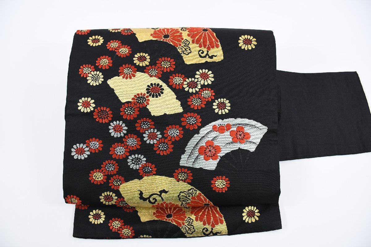 Yahoo!オークション - 名古屋帯 アンティーク 黒 花 帯丈358cm 着物屋 ...