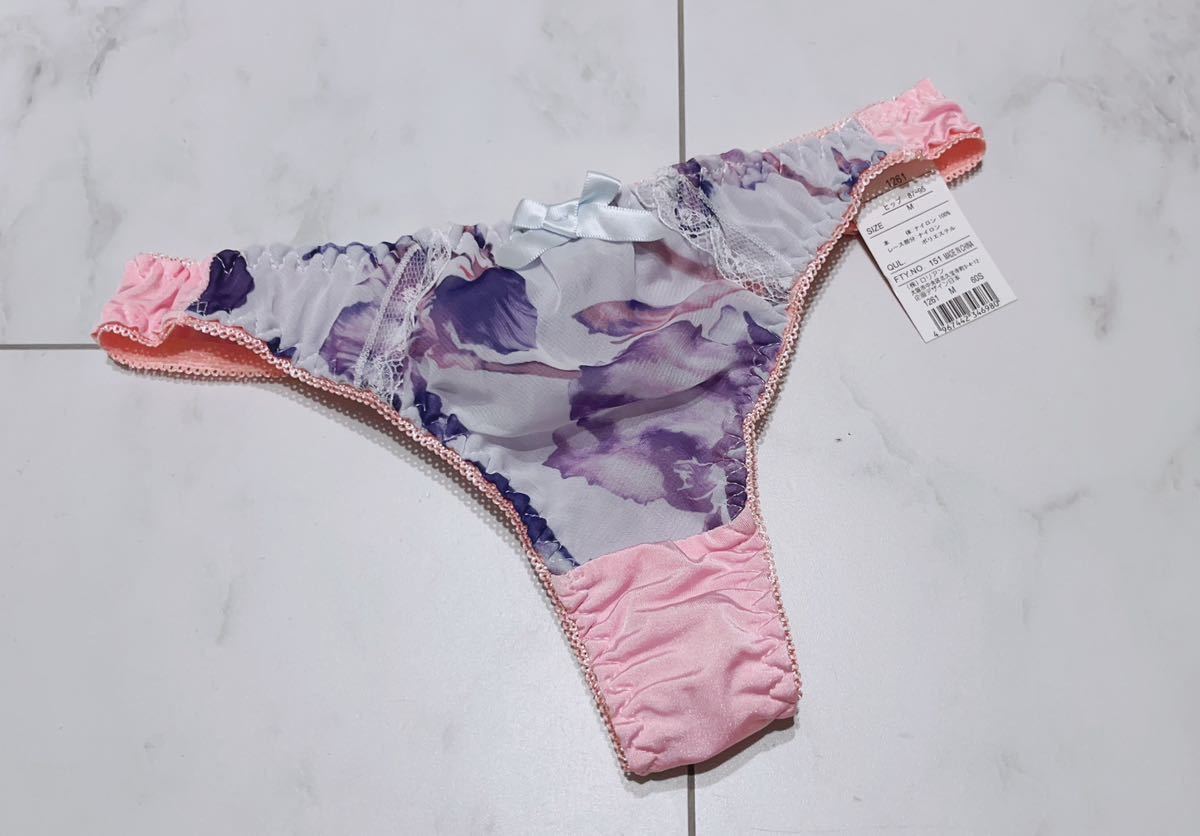 Yahoo!オークション - SANEI Mサイズ Tバックショーツ 花柄シフォン生...