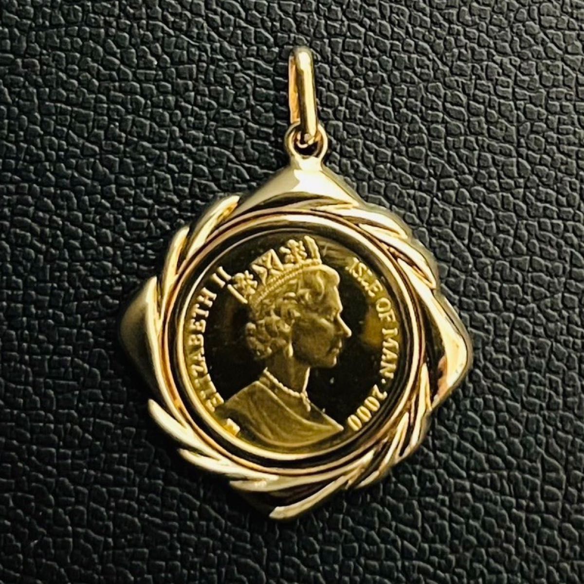 マン島 キャット コインネックレス 2000年 1/25oz 24K18K マン島 キャット コインネックレス 2000年 1/25oz 24K18K