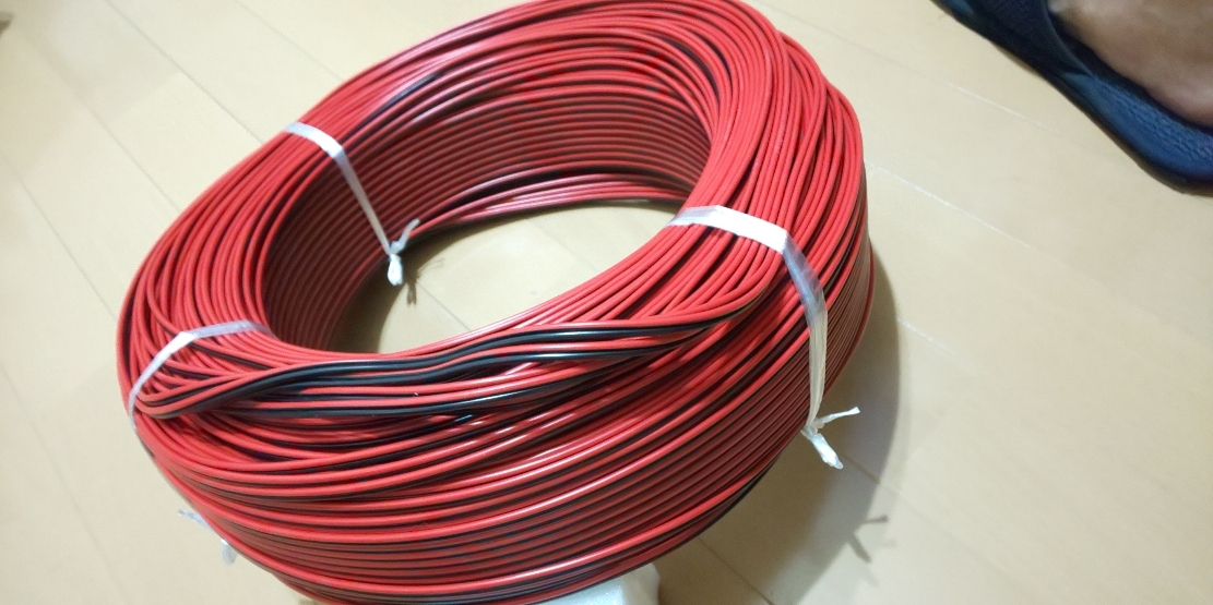 Yahoo!オークション - VFF 0.5sq 20AWG 赤/黒 315m巻き 平行線 ダブル...