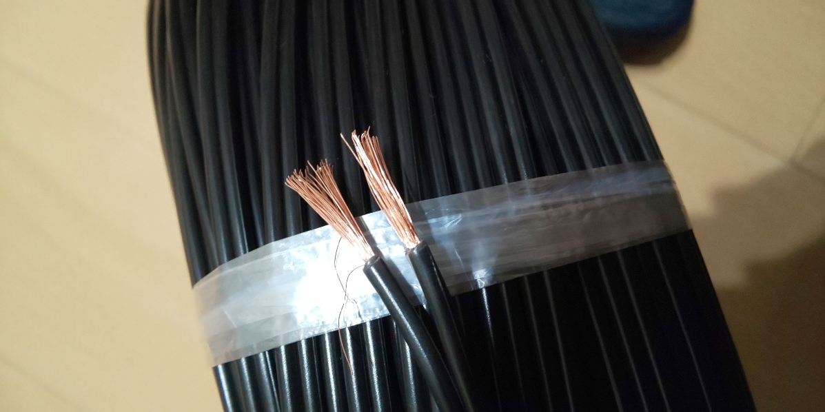 Yahoo!オークション - VFF 1.25sq 16AWG 黒/黒 200m巻き 平行線 ダブ...