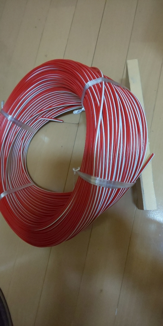 Yahoo!オークション - VFF 0.5sq 20AWG 赤/白 315m巻き 平行線 ダブル...