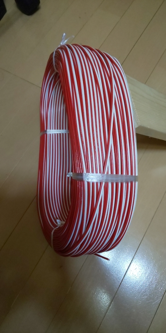 Yahoo!オークション - VFF 0.5sq 20AWG 赤/白 315m巻き 平行線 ダブル...
