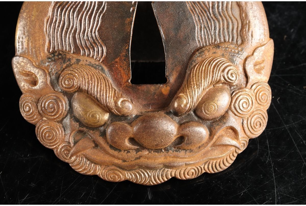 Yahoo!オークション - [URA]紀宗長 作/明珠勝見/鉄地獅子面図鍔/67g/1...