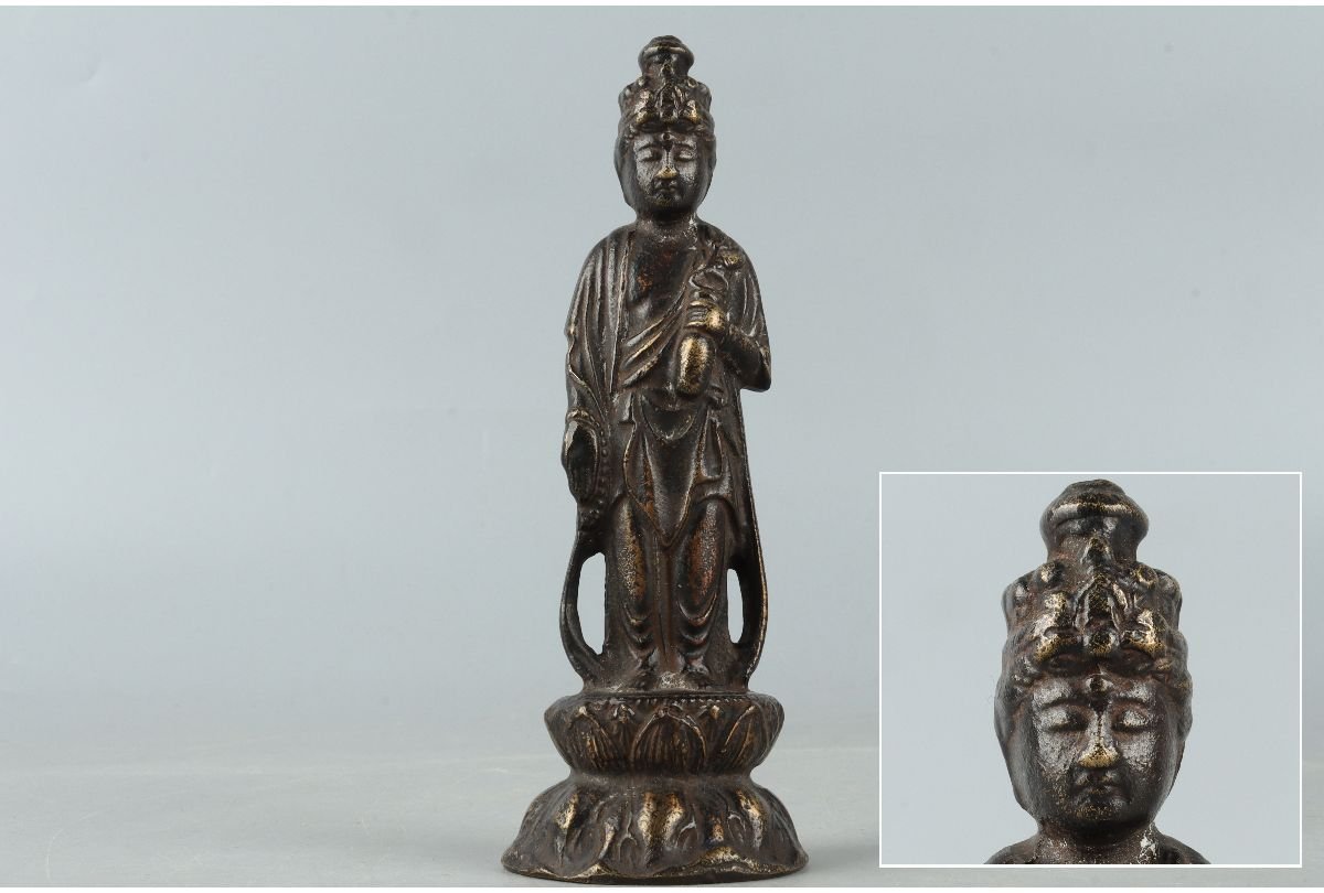 Yahoo!オークション - [URA]仏教美術/銅製観音菩薩立像/H12.4㎝/369g/S...