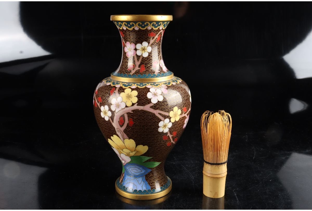 Yahoo!オークション - [URA]七宝雲文花鳥図花瓶/642g/13-10-111 (検索...