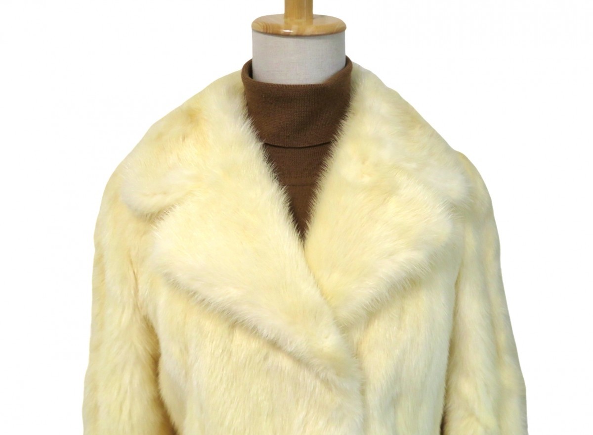 日本代購代標第一品牌【樂淘letao】－Mink Magic ミンクマジック 毛皮 テーラードカラー ロング丈コート S-M相当 白 ホワイト リアルファー 1105-062