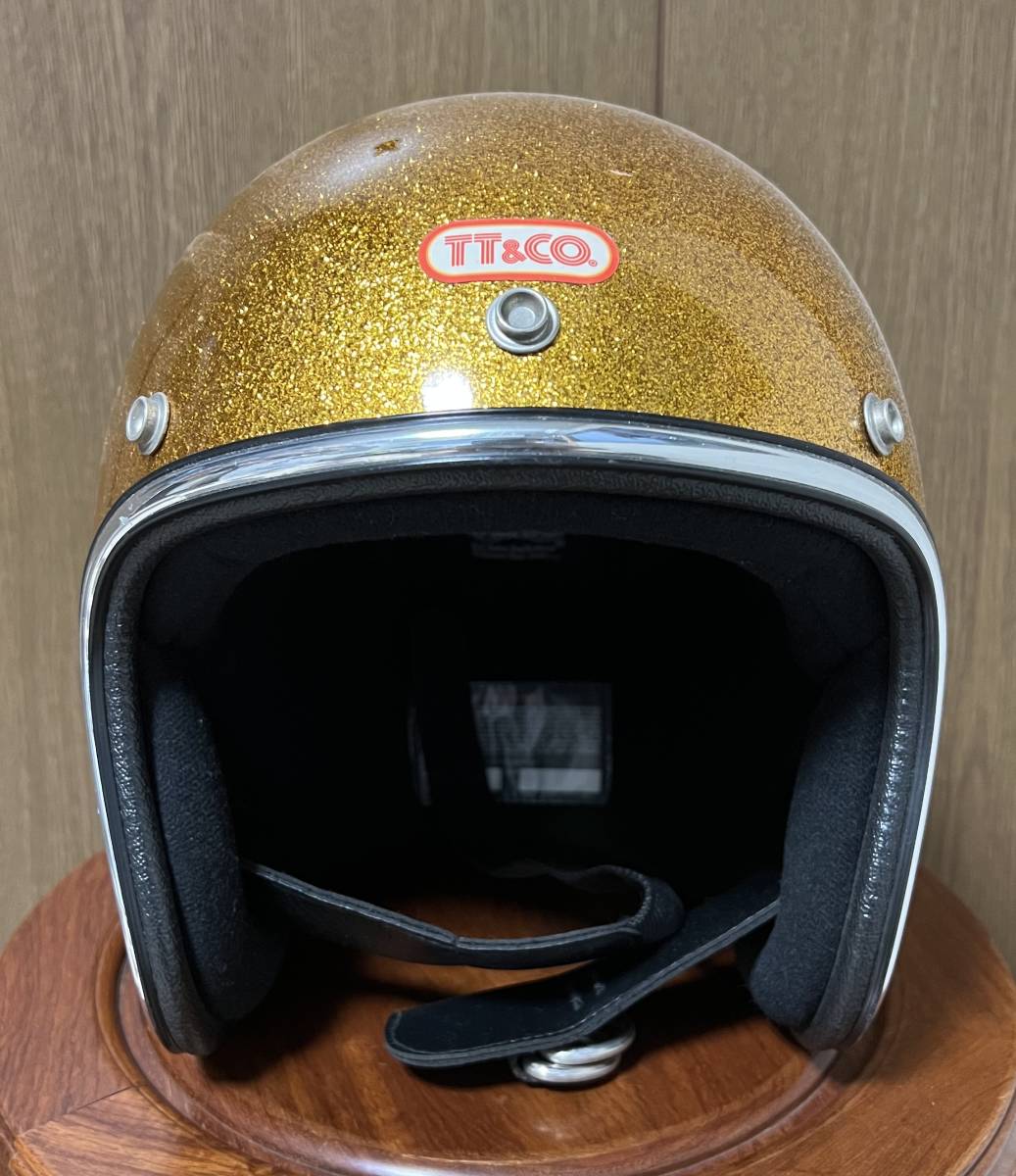 代購代標第一品牌－樂淘letao－TT&CO GINGIRA 70s CHROME TRIM ラメオレンジ オレンジ ヘルメット ラメヘルメット ジェットヘルメット 57-58cm バイク ...