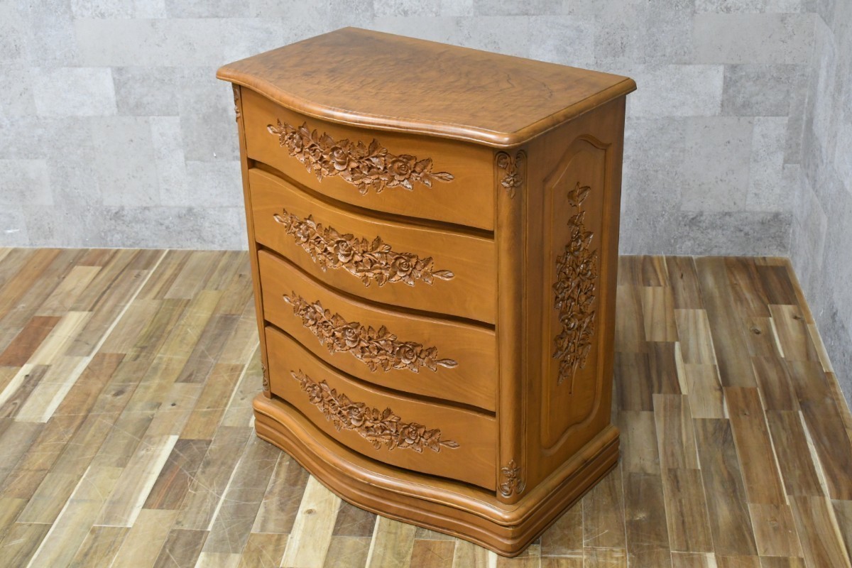 Yahoo!オークション - PB3JK47 クラシック 彫刻チェスト 4段 W80cm 洋...