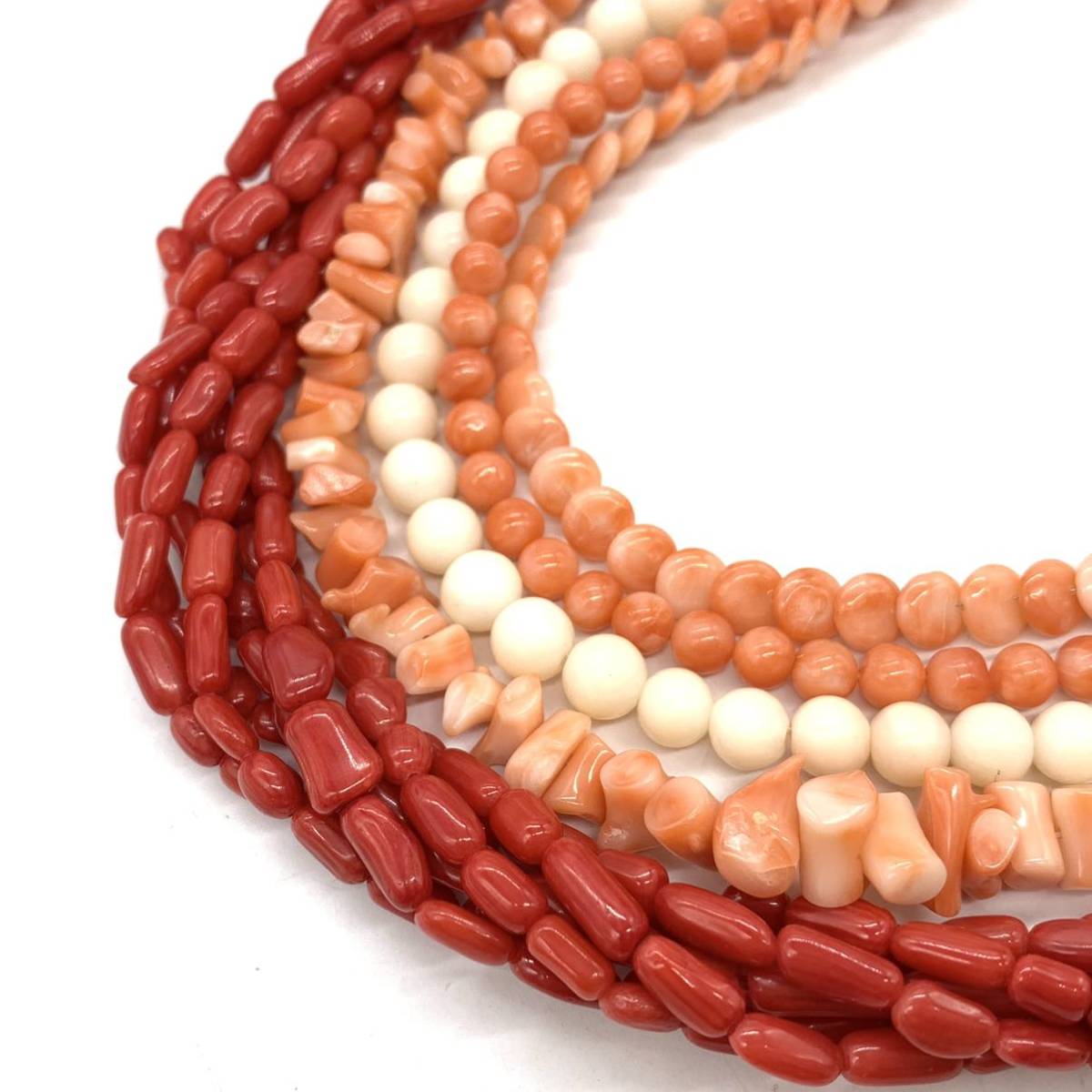 Yahoo!オークション - 珊瑚ネックレス5点おまとめ o重量約147g サンゴ...