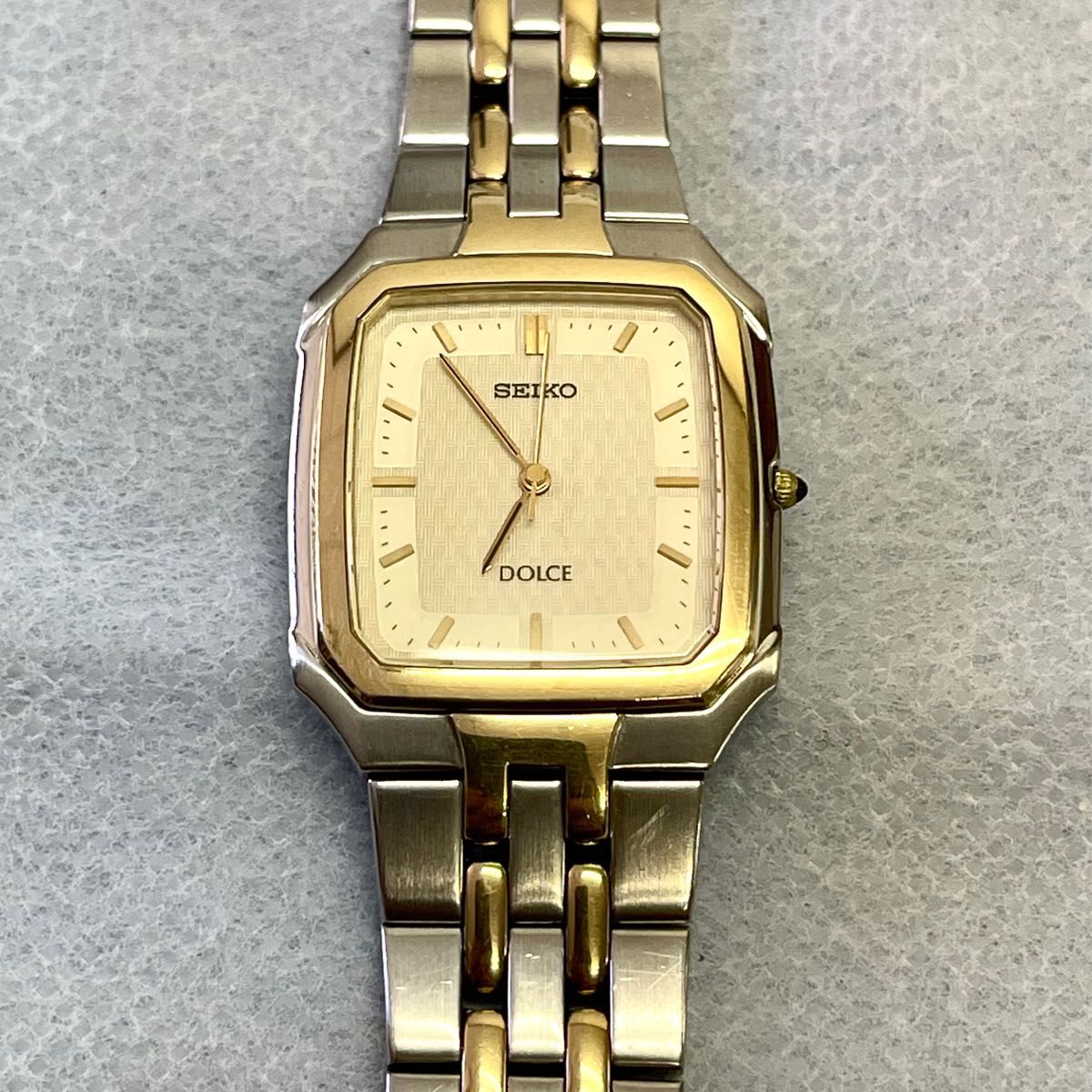 稼働 良品 SEIKO DOLCE コンビ スクエア カーブガラス 腕細め 稼働 良品 SEIKO DOLCE コンビ スクエア カーブガラス 腕細め