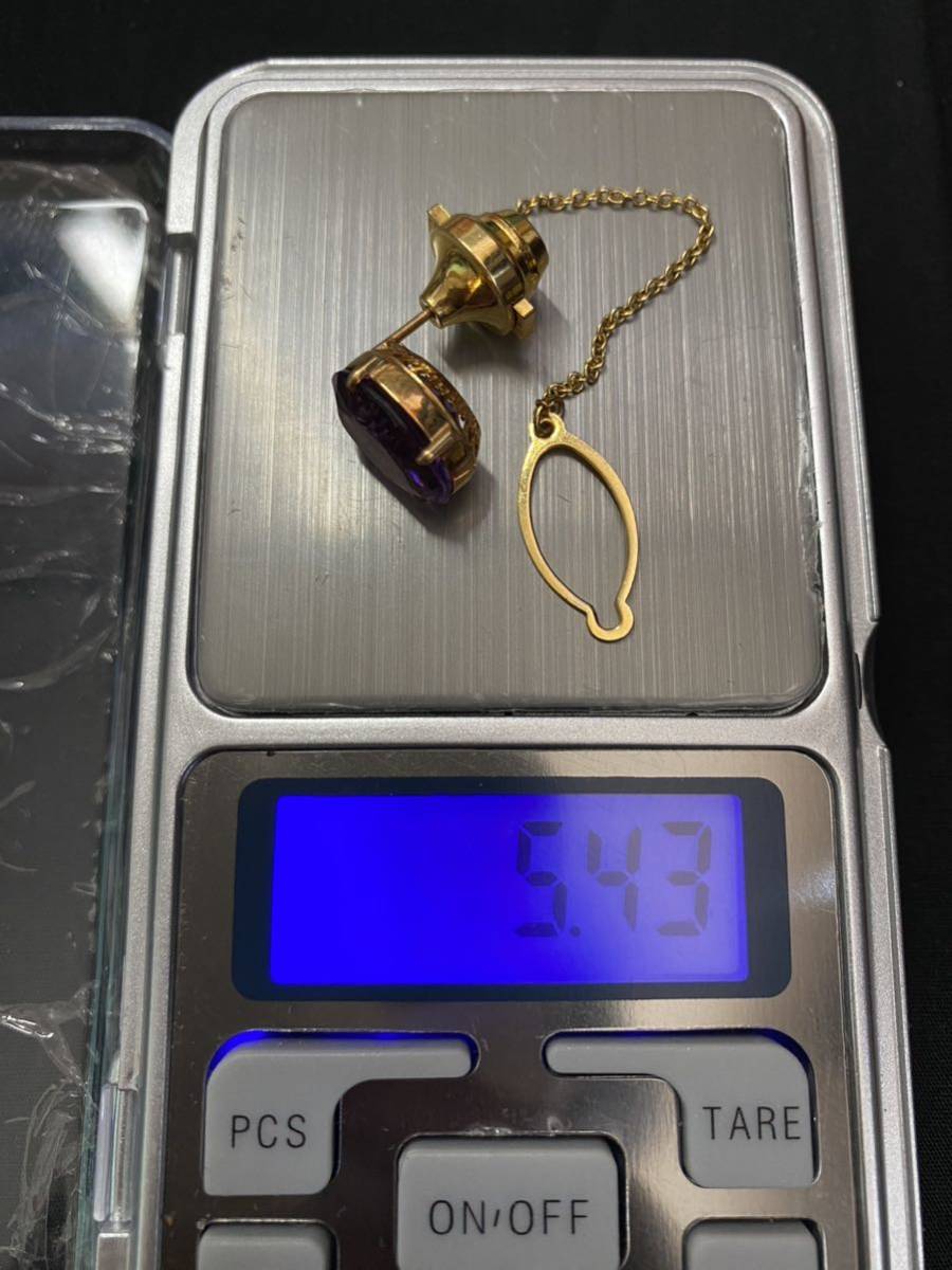 Yahoo!オークション - K18 18金 ネクタイピン アメジスト 紫水晶 総重...