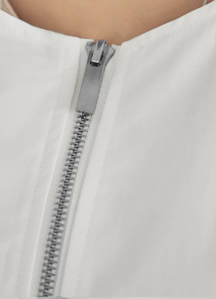 代購代標第一品牌－樂淘letao－ 【STYLE DELI】綿ナイロンノーカラージップジャケット／ホワイト・F(フリーサイズ)