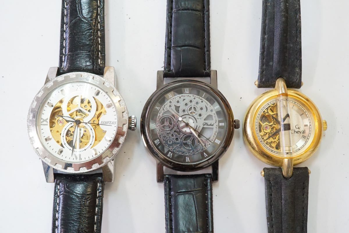 Yahoo!オークション - F227 スケルトン メンズ 腕時計 3点セット クォ...