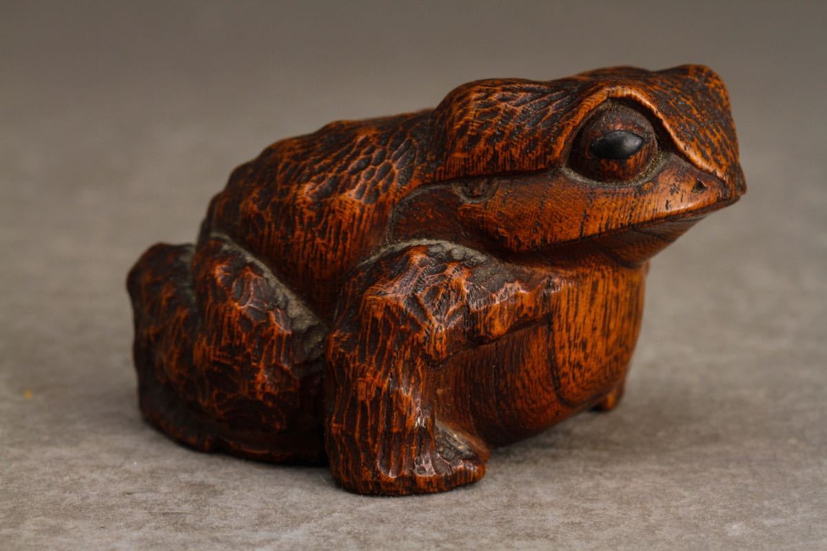 Yahoo!オークション - 【古】3887 在銘 竹彫蛙形置物 正光 刻 在銘 竹...